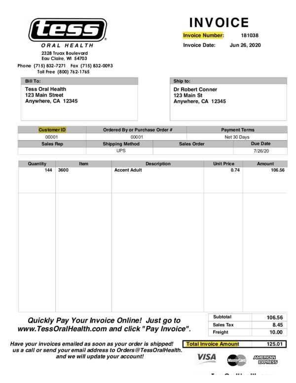 Pay Invoice - Tess Oral Health
